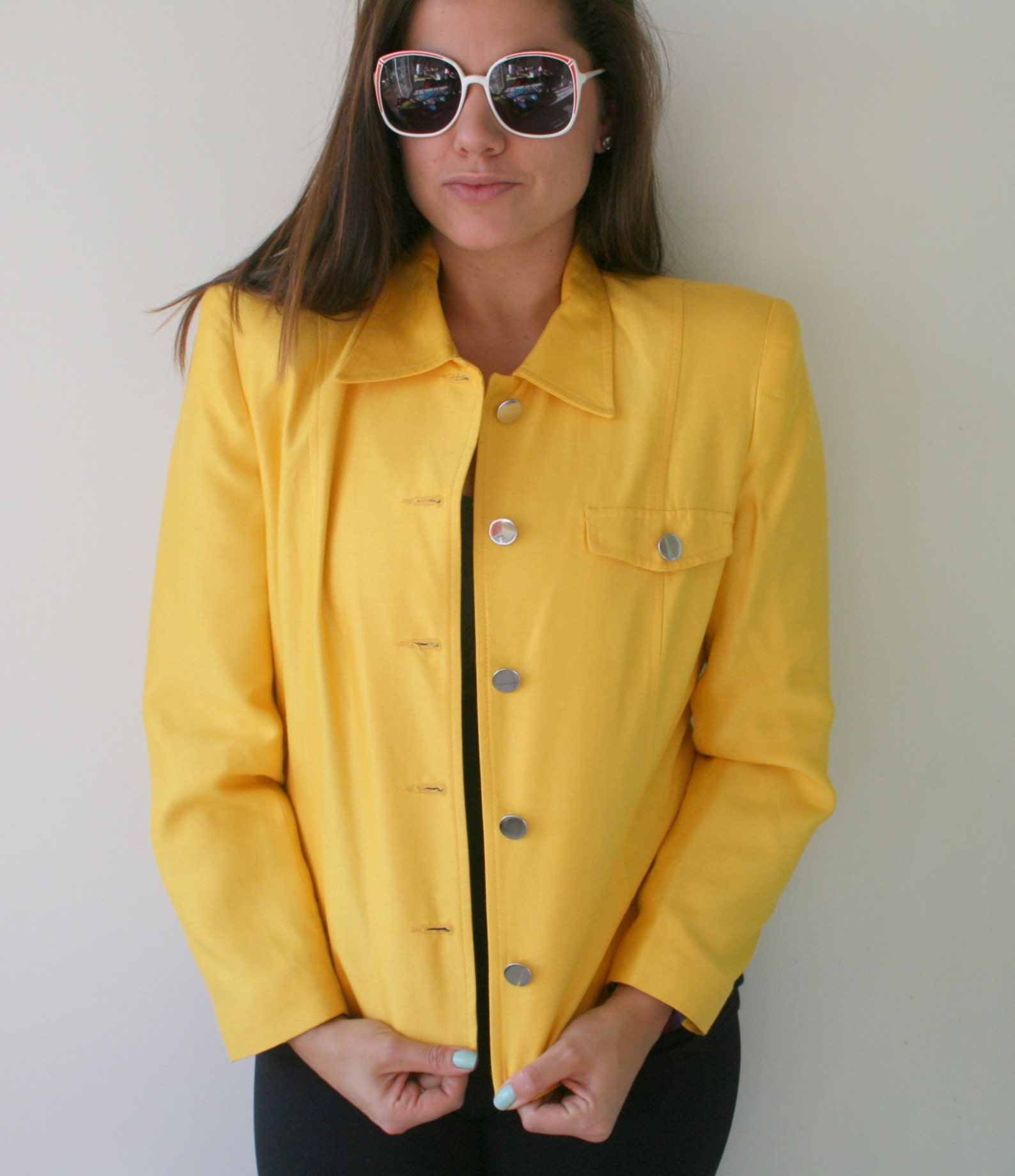 Vintage YELLOW Designer Jacket...size Medium Womens....gogo. - Etsy