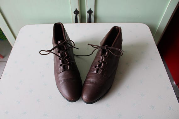 1980s Prima Royale Leather Ankle Boots - Women's Size… - Gem