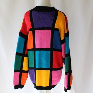 1980s Vintage COLORFUL Dreamy Oversized Geometric Sweater.....large ...