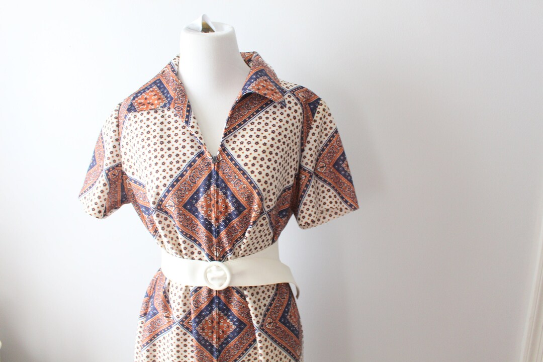 1970s Vintage MOD GIRL Dress...size Large Womens..brown. Retro Dress ...
