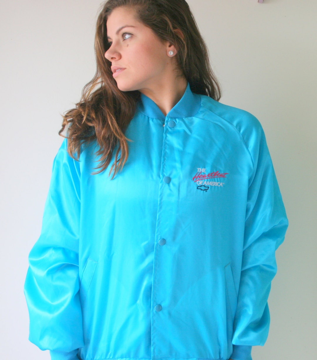 1980s Blue Unisex Jacket....size Medium. Colorful. Bright. Retro. Teal ...