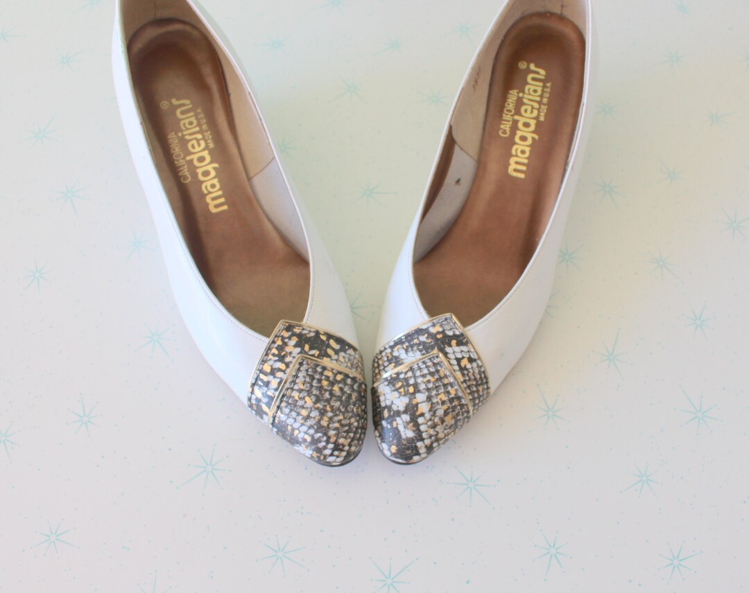 1960s MAGDESIANS White Leather Heels: Mod Party Pumps, Size 7.5 - Etsy