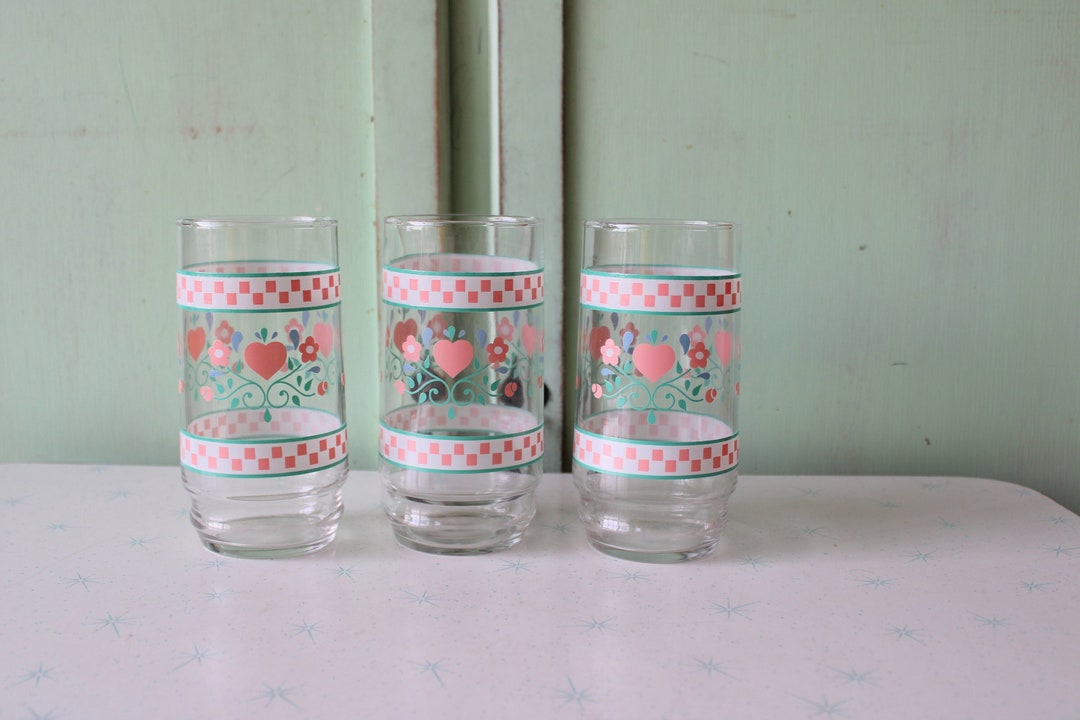 RETRO 1980s ATOMIC Juice Glassware Set of 3.......floral. Retro Kitchen ...