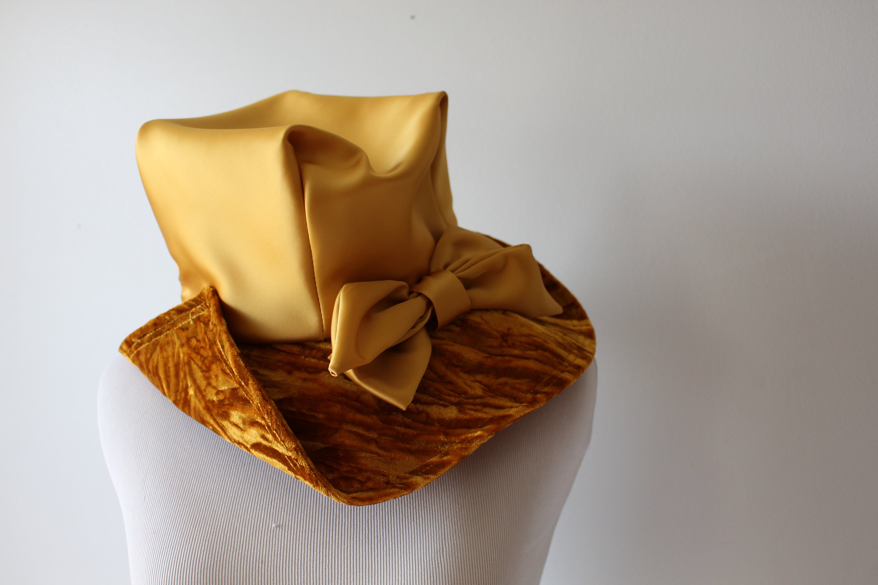 Vintage Mid Century Mustard Hat...retro. disco. yellow. bow. | Etsy