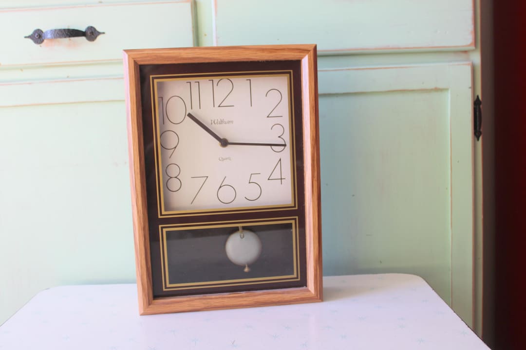 1970 80s Vintage Wooden Retro Atomic Clock....70s Home. Collectible ...