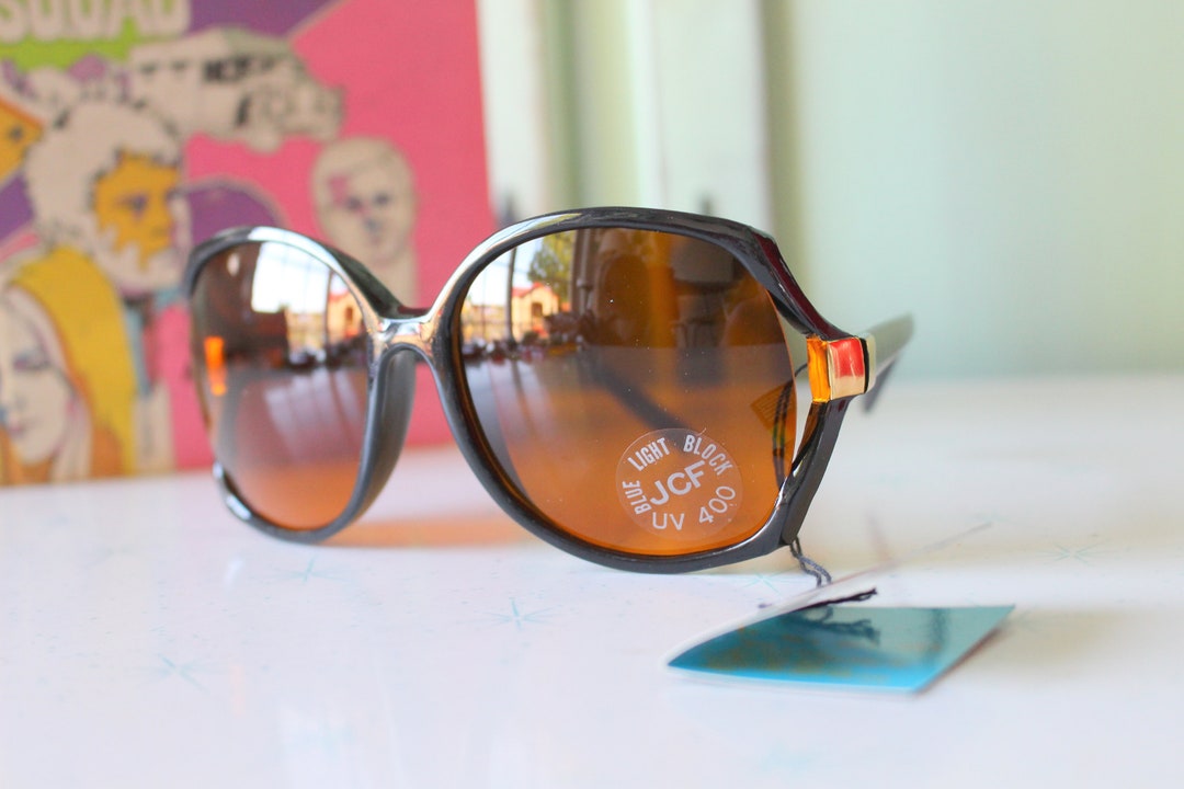 80s MOD GIRL Black Sunglasses..blue Blockers. Oversized. Retro. Hipster ...