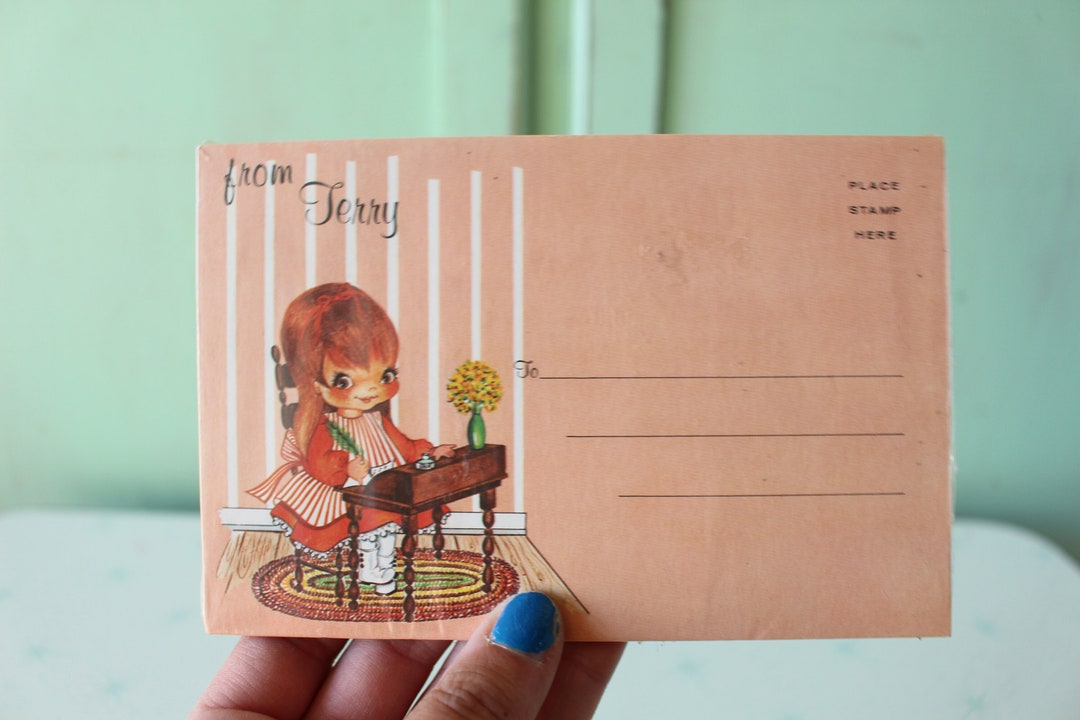 Vintage 60s NOS Letter TERRY Stationary Notebook Paper Postcards Pad ...