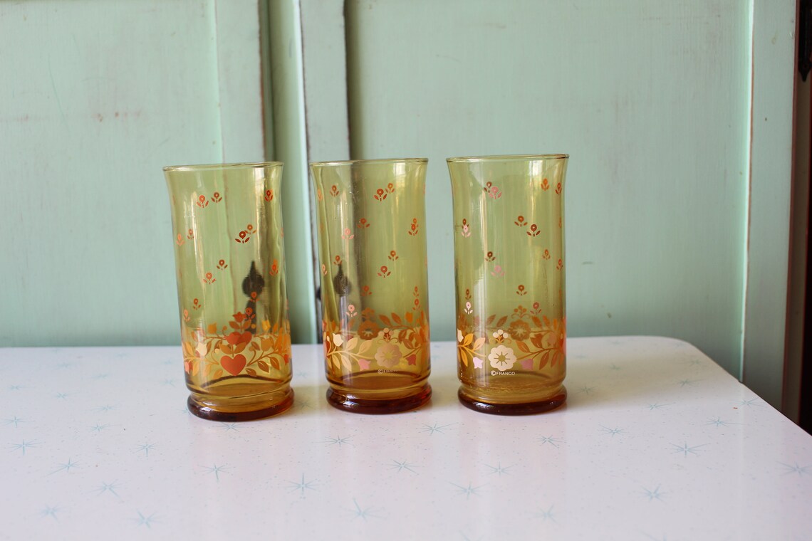 RETRO 1970s Set of Juice Glasses...set of Two...retro Kitchen. | Etsy