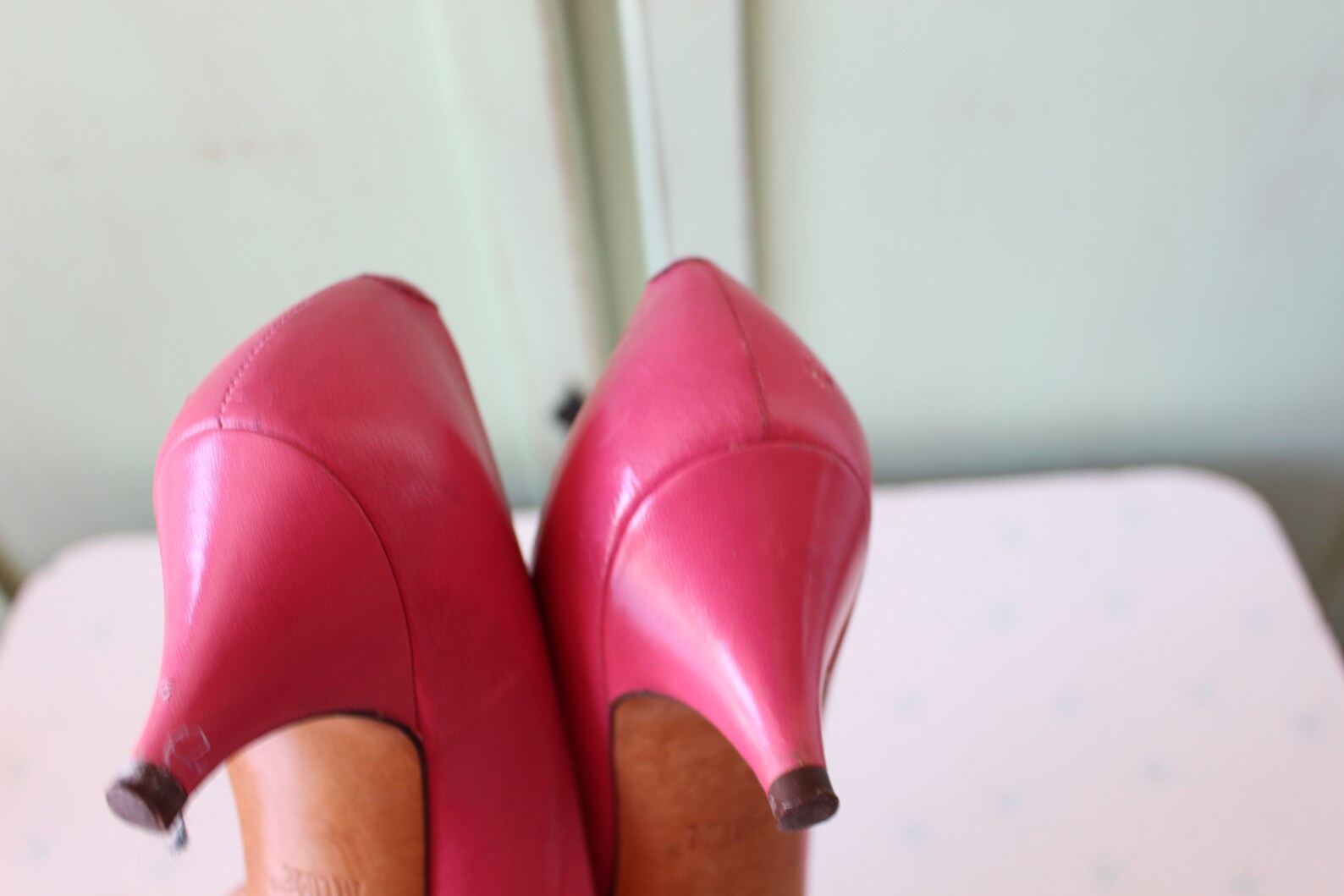 Vintage PINK LEATHER Fancy Heels...size 6 Womens....shoes. - Etsy