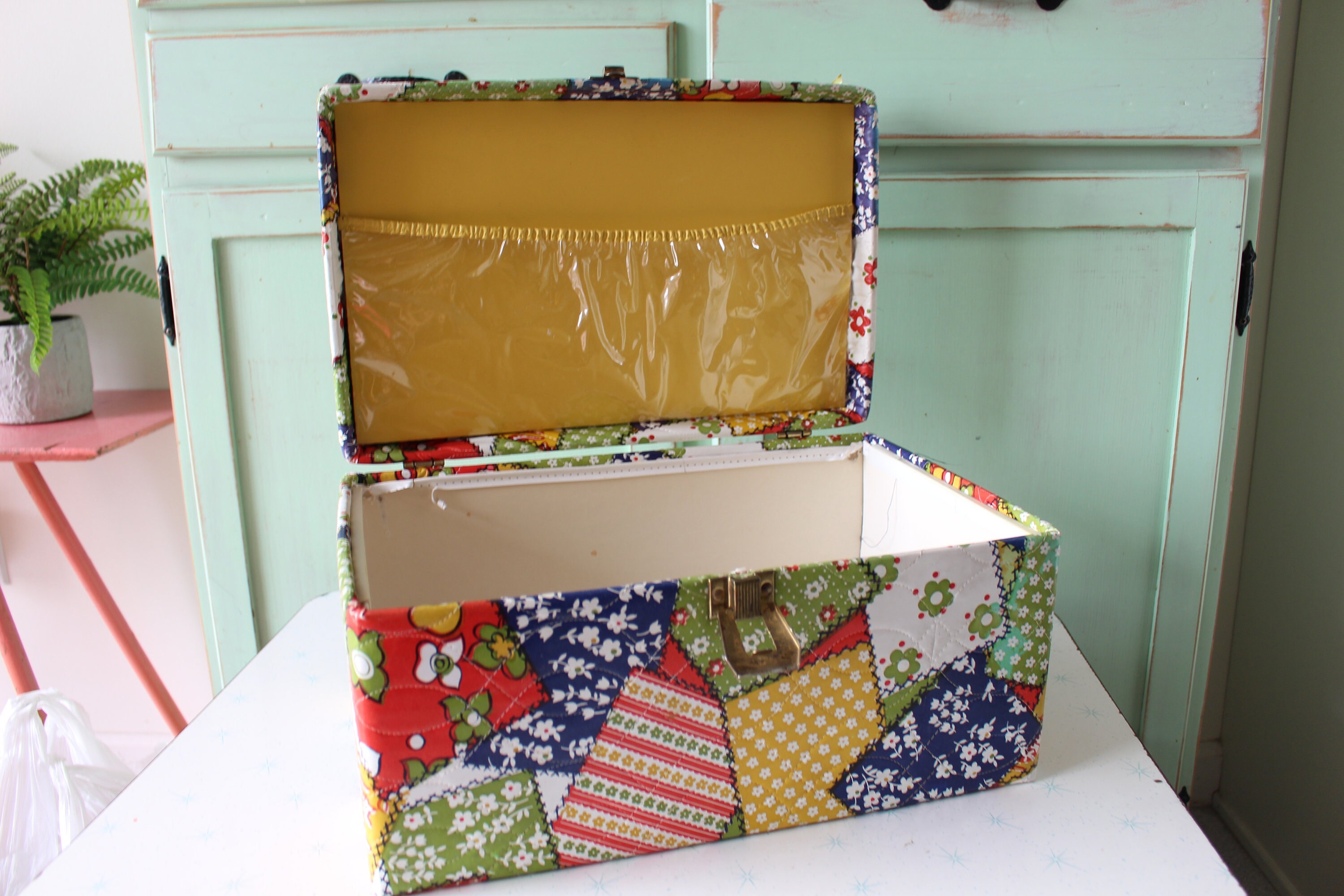 70s RETRO PATCHWORK Sewing Box Collection.threads. Sewing. - Etsy