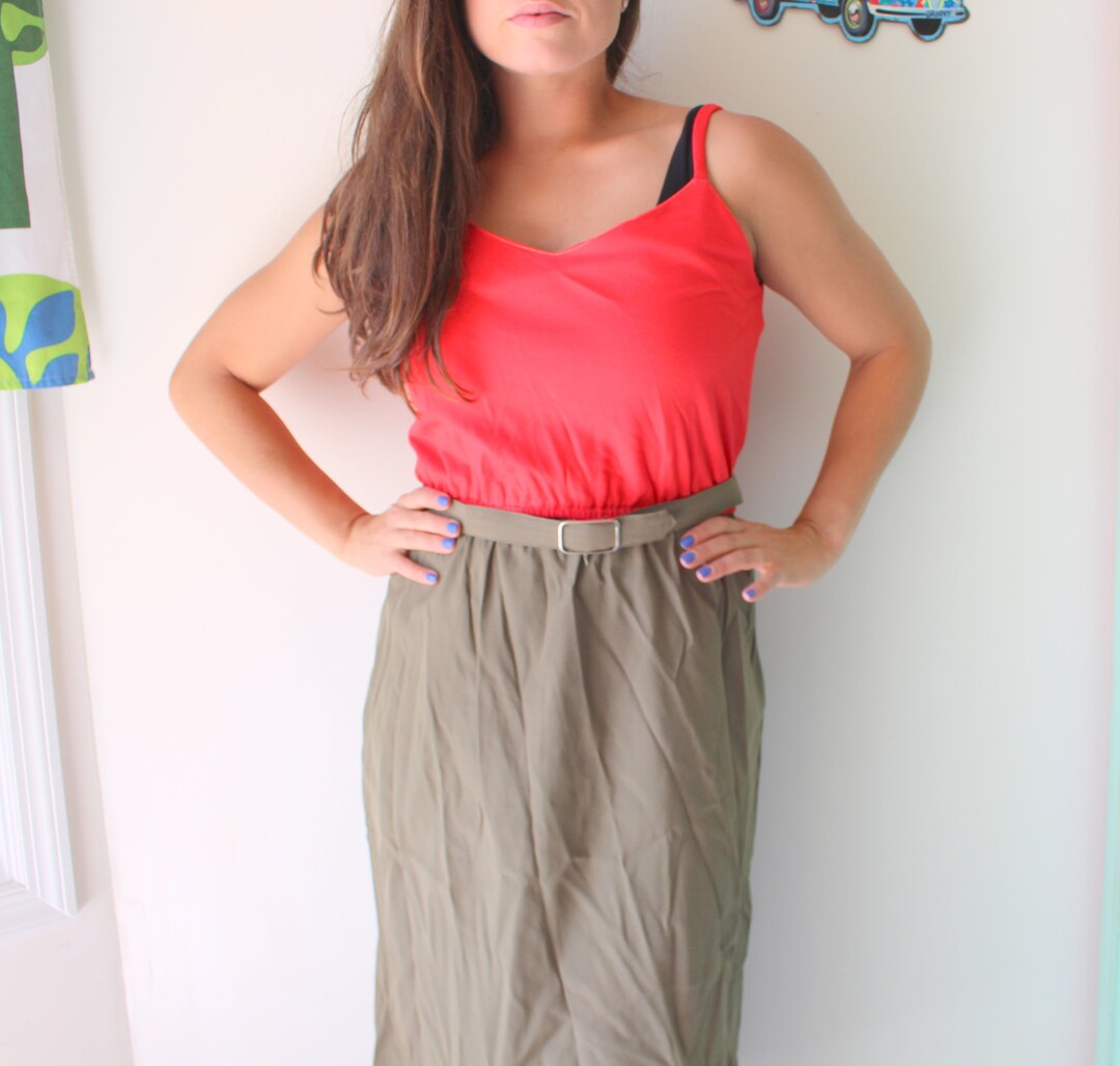 1960s Olive & Red Dress: Retro Mod Style (M/L) - Etsy