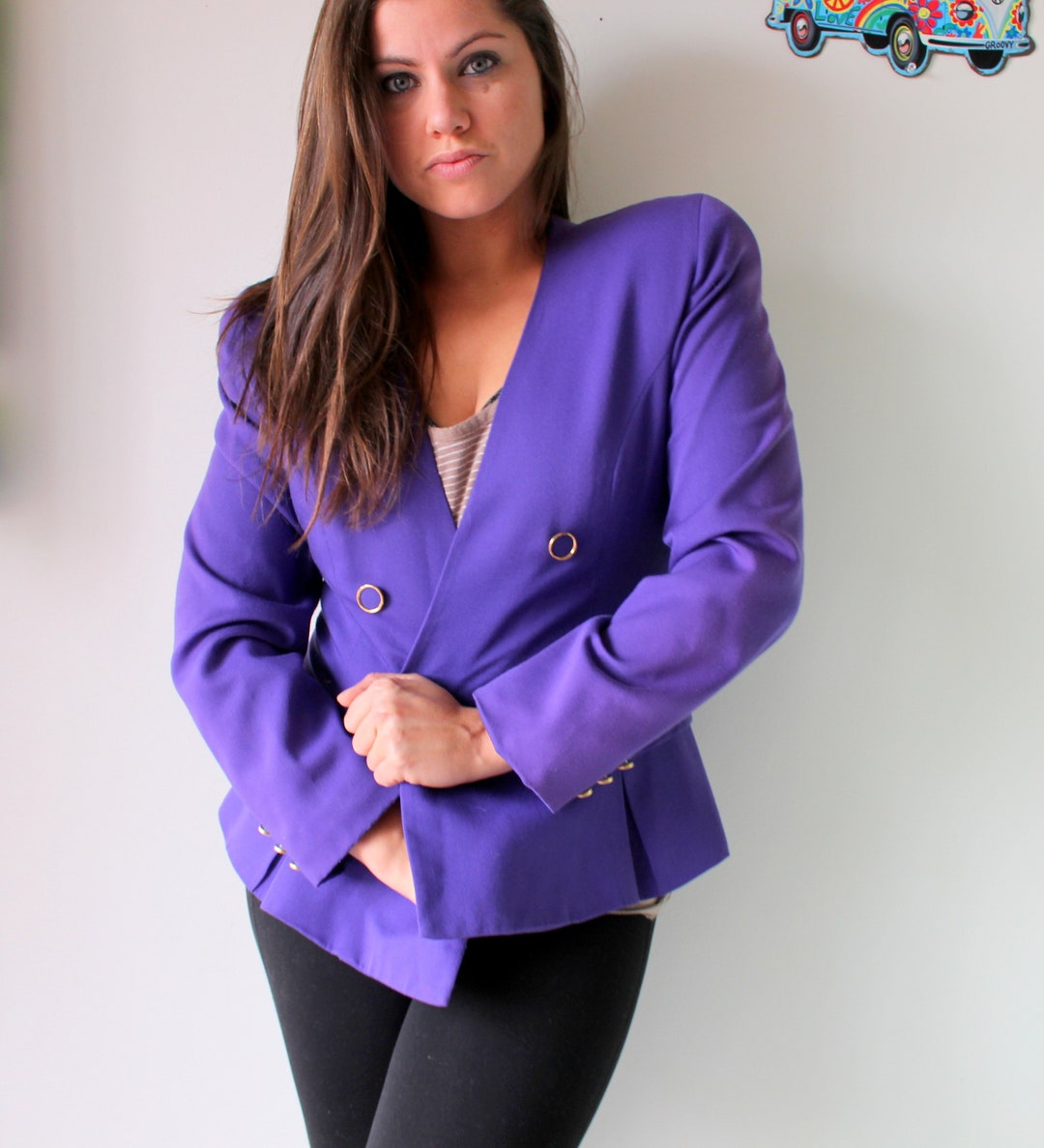 Vintage 80s Purple Blazer: Mod Gogo Style, Size Large - Etsy