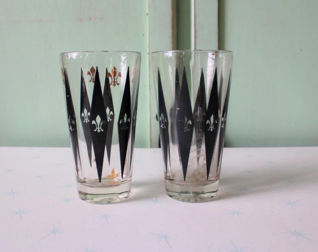 Vintage 1970s Atomic Juice Glasses - Retro Kitchen Set of 2 - Etsy