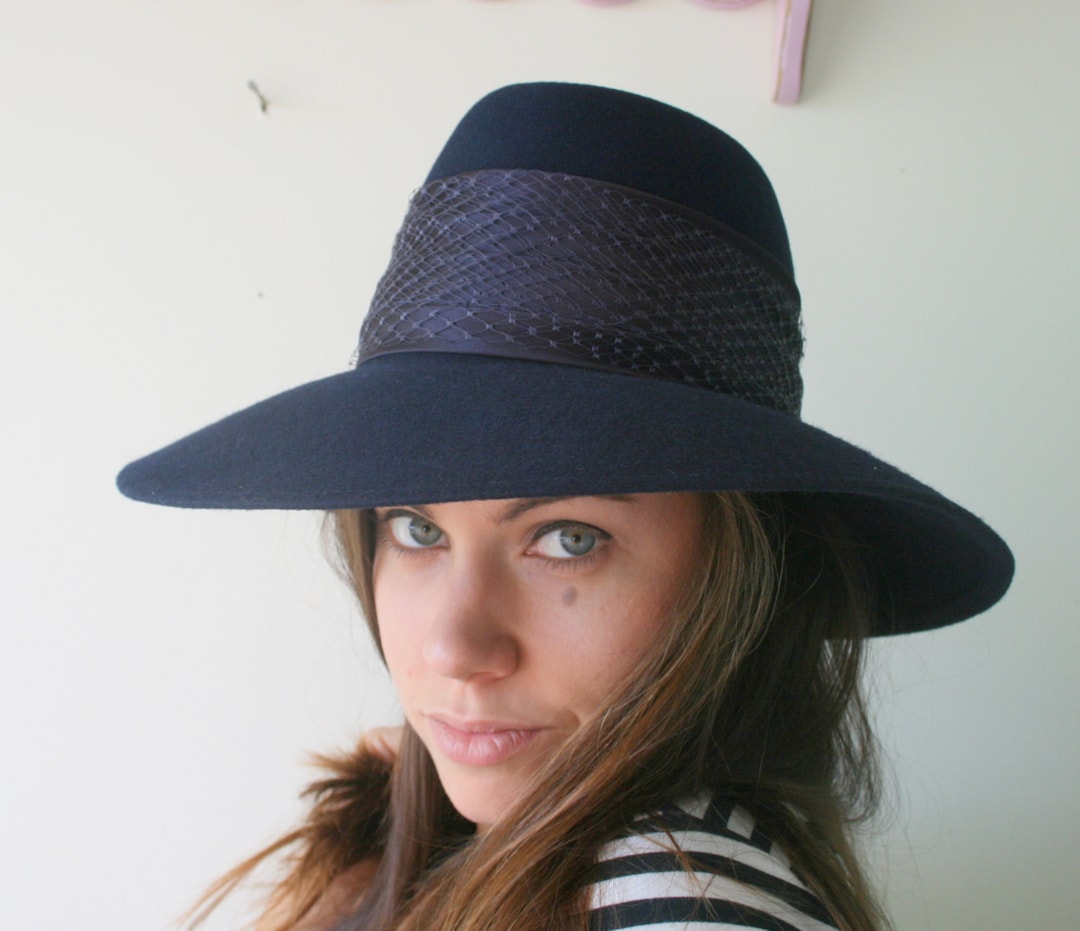 Vintage MOD BLUE Mid Century Hat...church. Fancy. Wedding. Bride ...