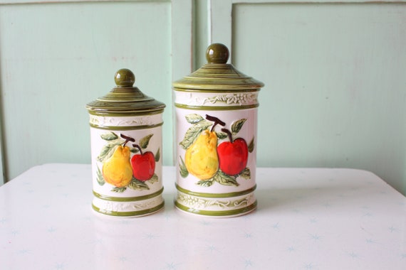 Vintage FRUIT Cookie Jar SET..retro accessories. 70s kitchen. | Etsy