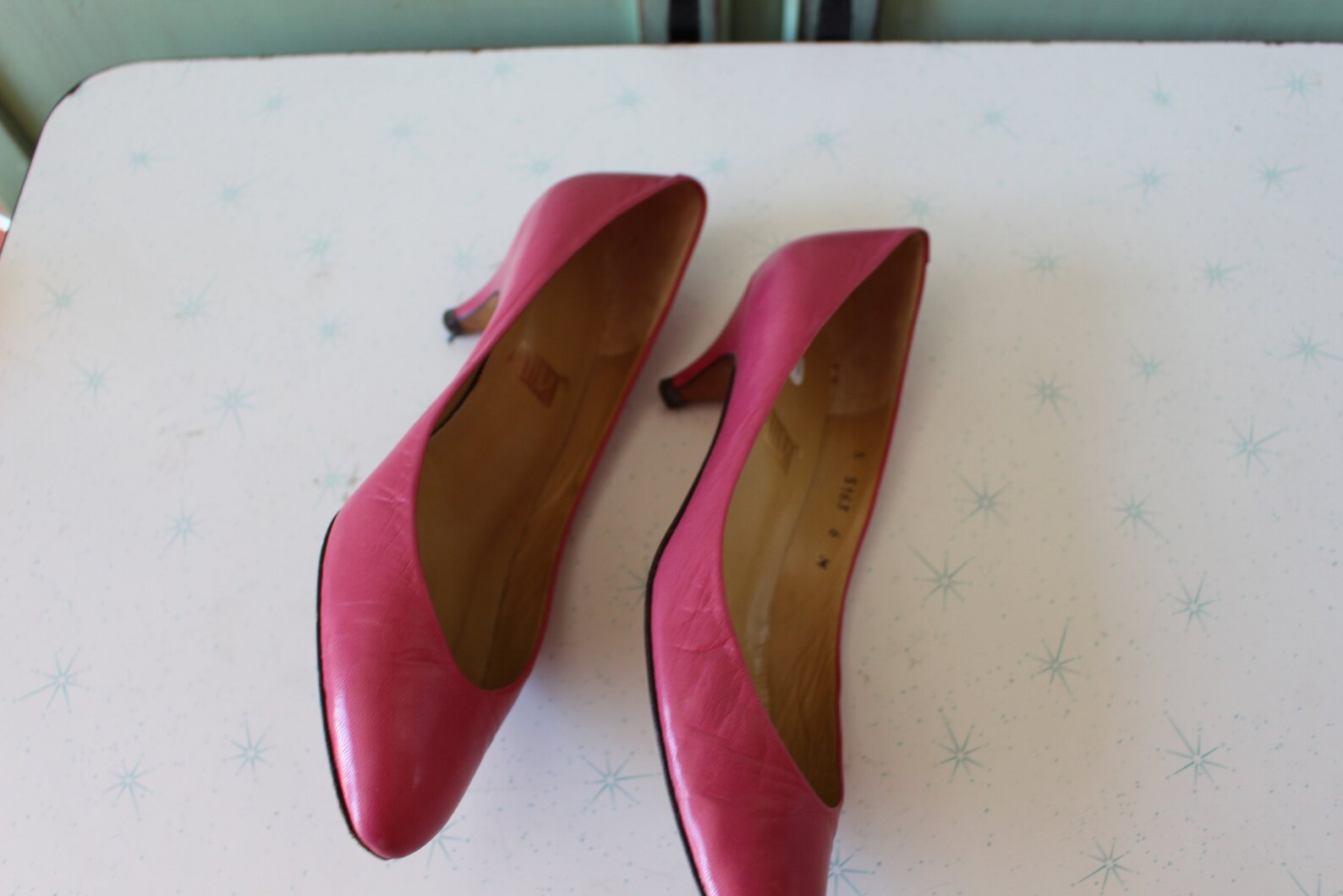 Vintage PINK LEATHER Fancy Heels...size 6 Womens....shoes. - Etsy