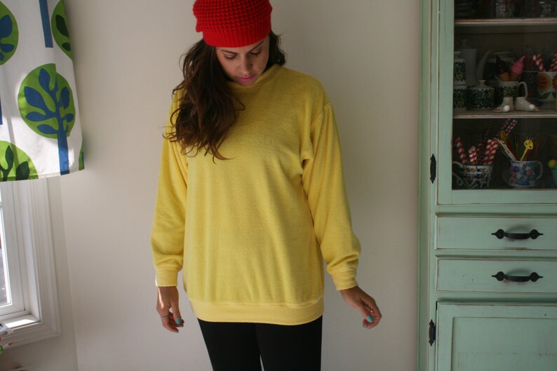 1980s YELLOW Oversized Geometric Sweater...one Size. Free | Etsy