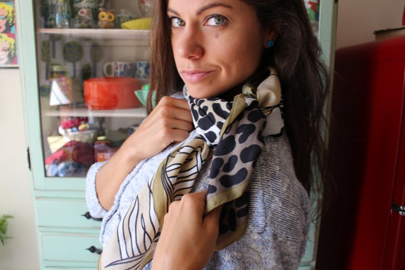 70s Vintage AMAZING Animal Print Scarf....zebra. retr… - Gem