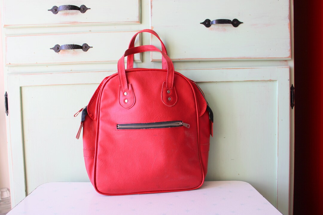Vintage RED TRAVEL Case Luggage Bag..huge Red Tote. 1970s Luggage ...