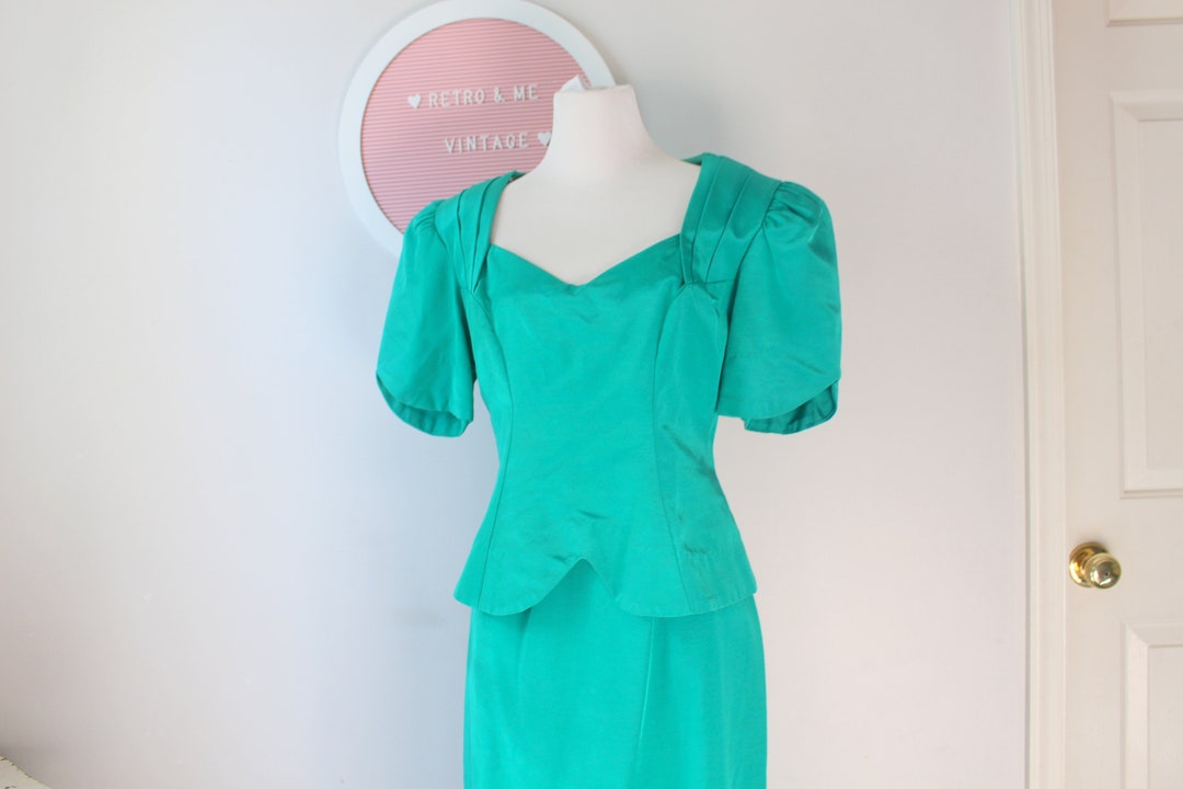 1980s Teal Green Dress: Retro Mod Style (small/medium) - Etsy UK