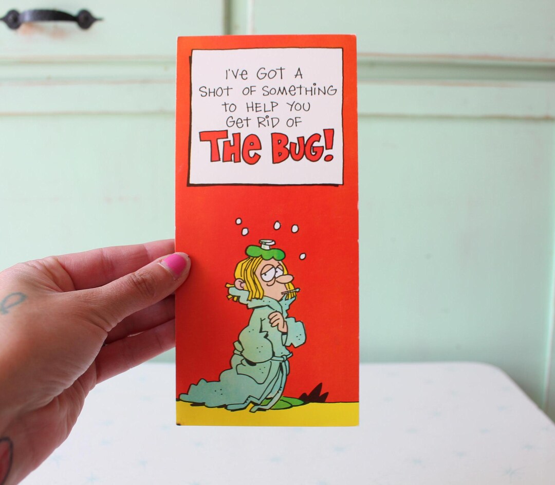 1960s 1970s Vintage Retro Get Well Soon Greeting Card....doctor. Funny ...