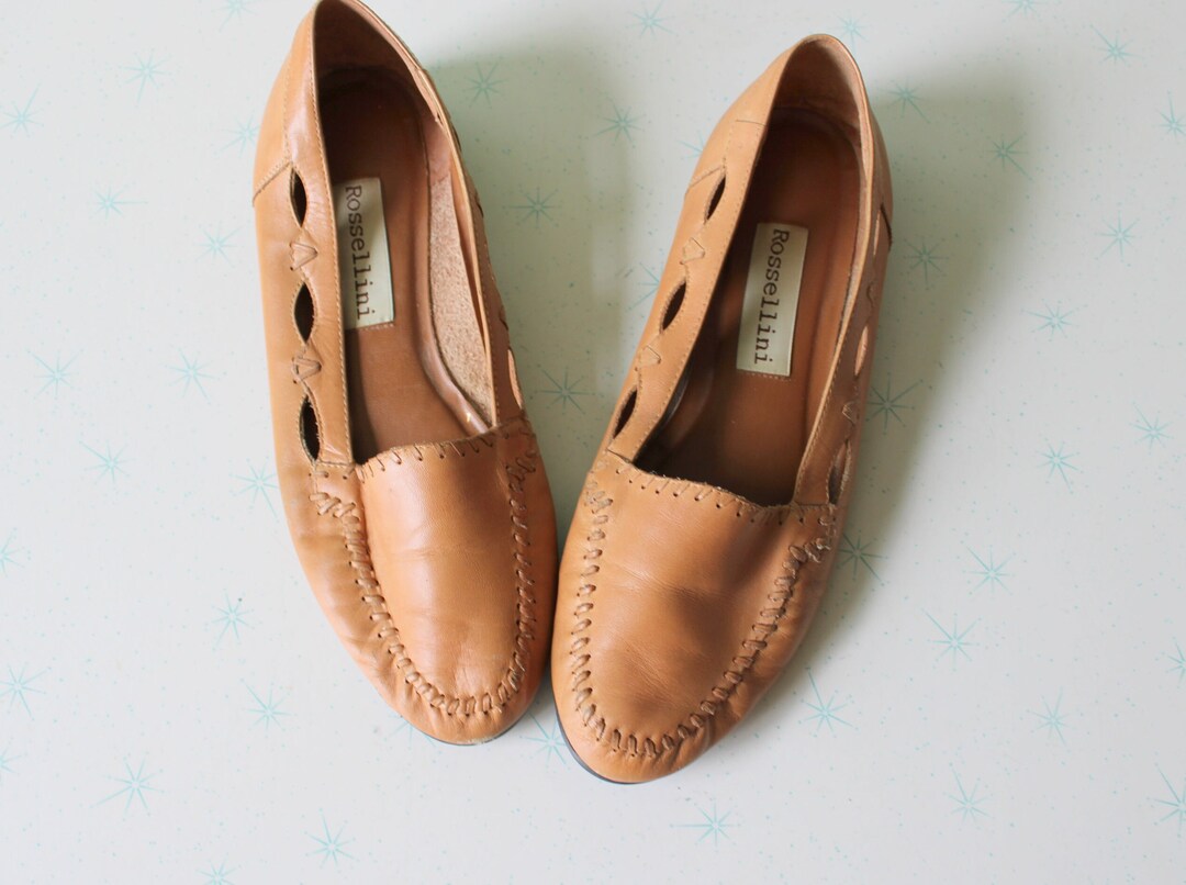 Vintage 1980s Leather Loafer Sandals.....size 10 Womens....shoes ...