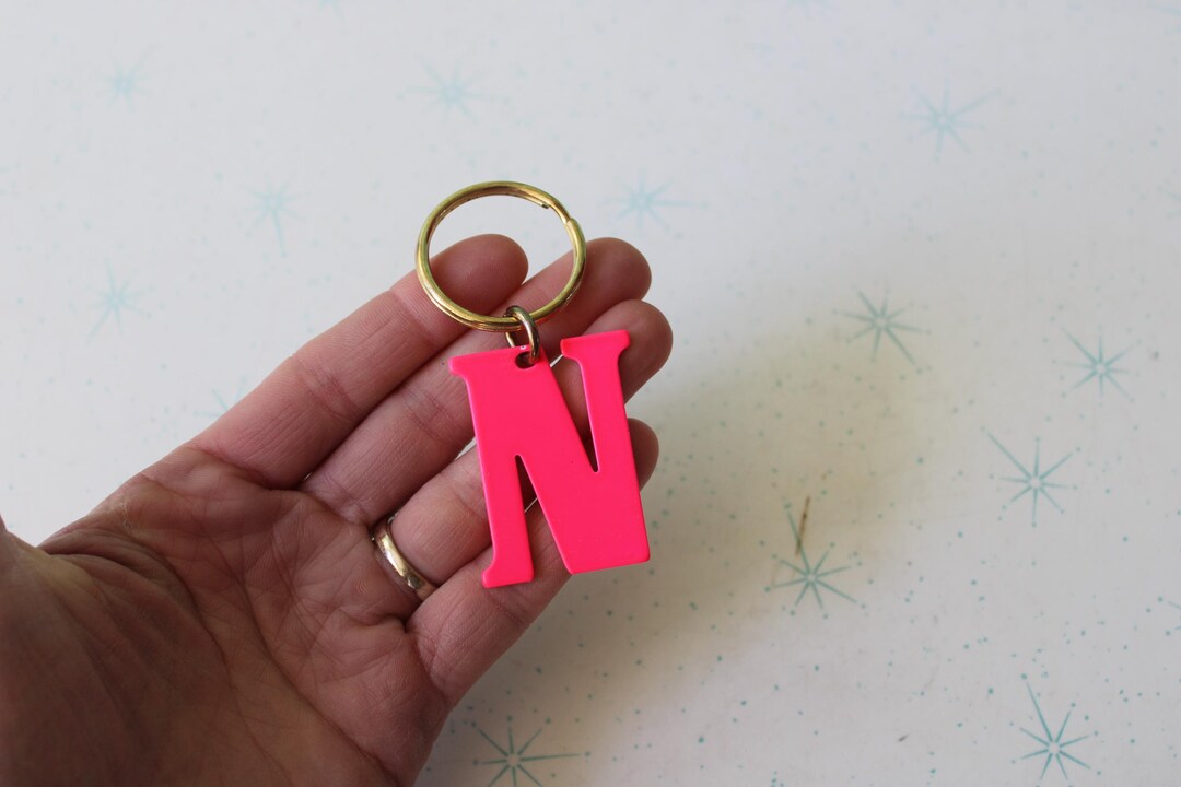 Vintage Letter N Keychain: Neon Pink 1980s Initial - Etsy