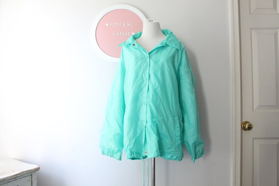 1970s HIPSTER Mint Unisex Rain Jacket...colorful. bri… - Gem