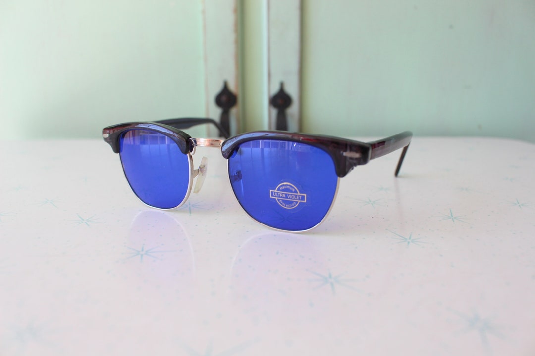 1990s Blue Hip Unisex Lens Sunglasses...retro. Colorful Shades. Hipster ...
