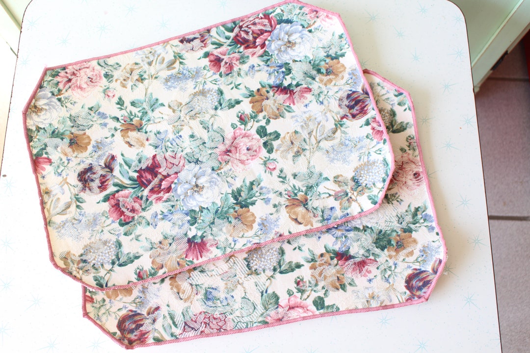 1980s Vintage FLORAL Placemats....90s. 80s. Vintage Table Linen. Retro ...