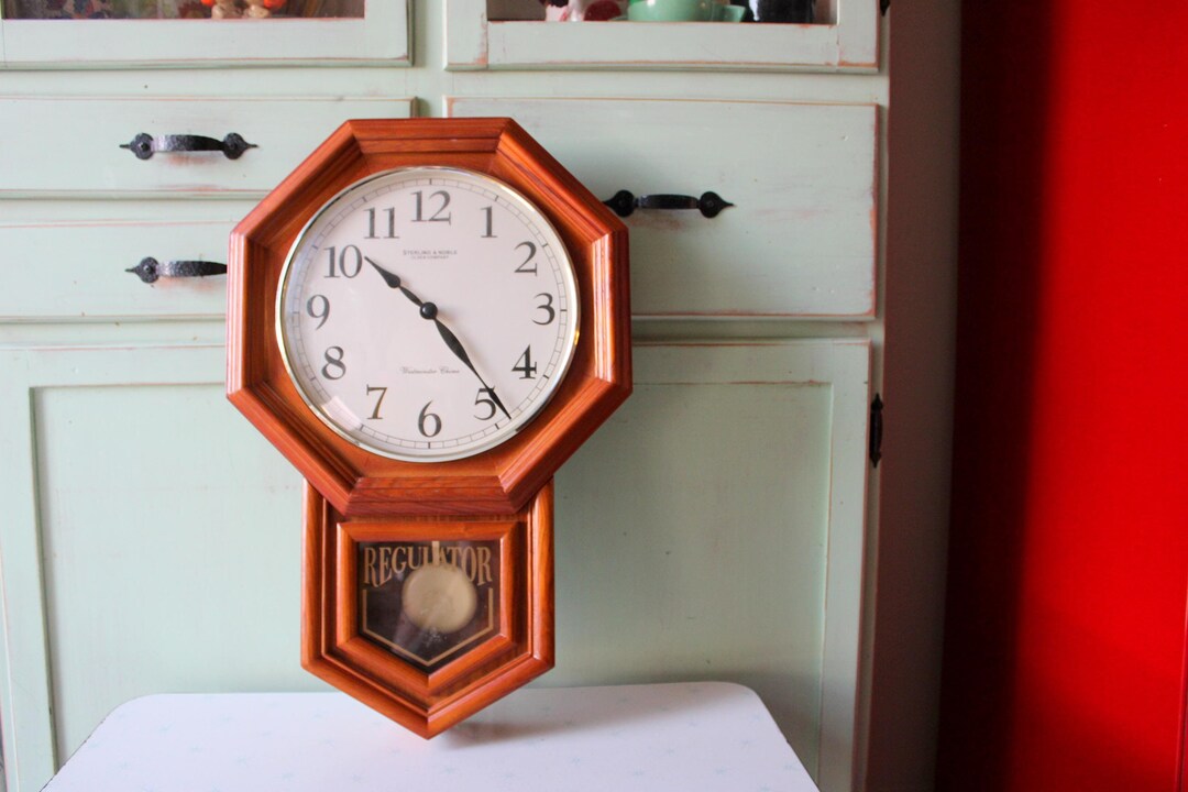 1970 80s Vintage Wooden Retro Atomic Clock....70s Home. Collectible ...