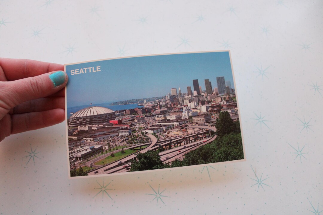 Vintage Seattle Postcard: Retro City Skyline Art - Etsy