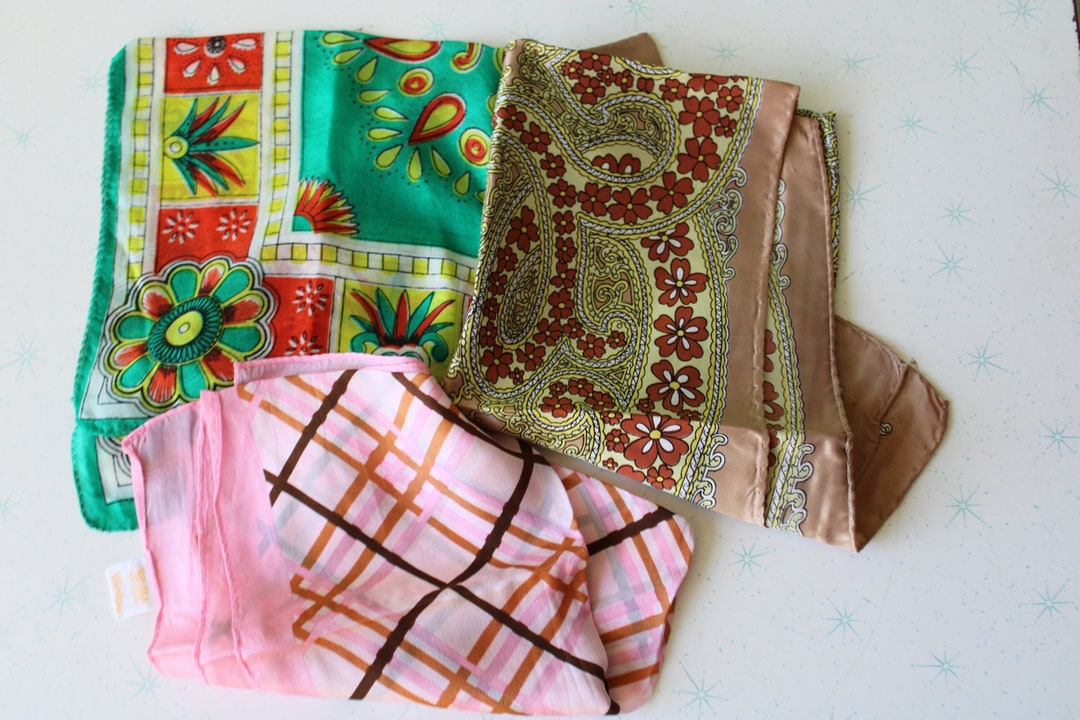 Vintage Scarf Set: Retro 60s 70s Head & Neck Scarf Lot - Etsy