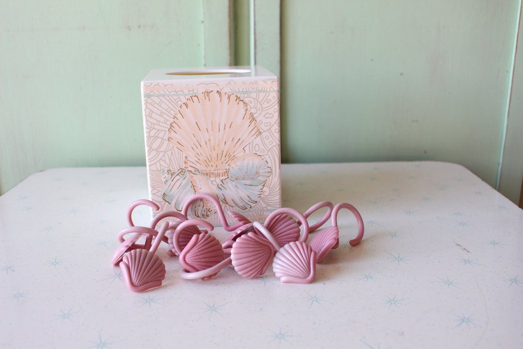 1980s 1990s Seashell Beach Powder Tissue Box.....bathroom. Retro Box ...