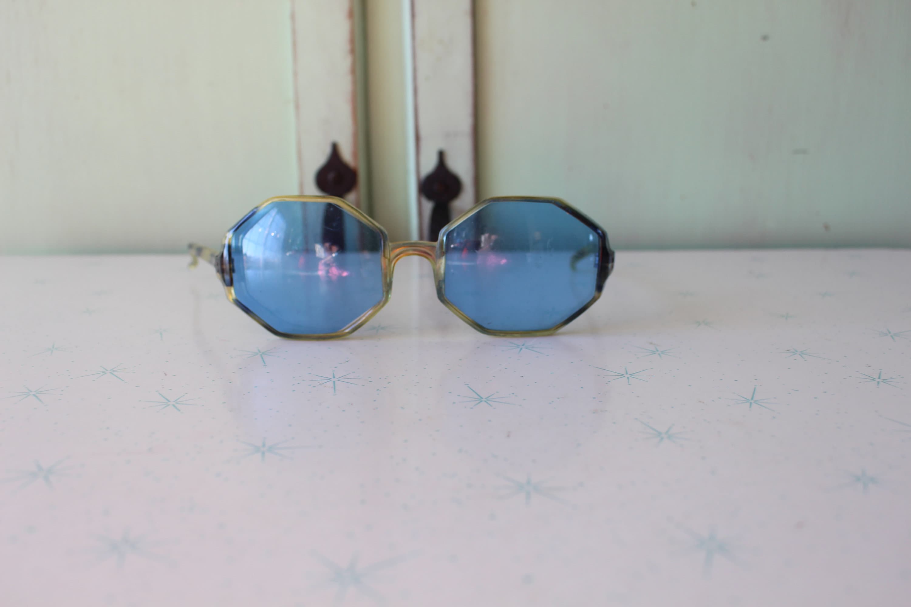 1960s 70s Vintage MOD DISCO Sunglasses...hexagon. Oversized. - Etsy