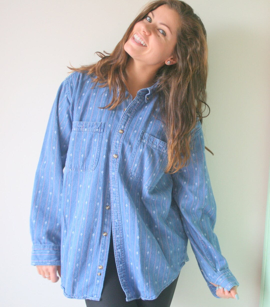 Vintage Cute Blue Jean Button Down...grunge. Hipster. Retro. - Etsy