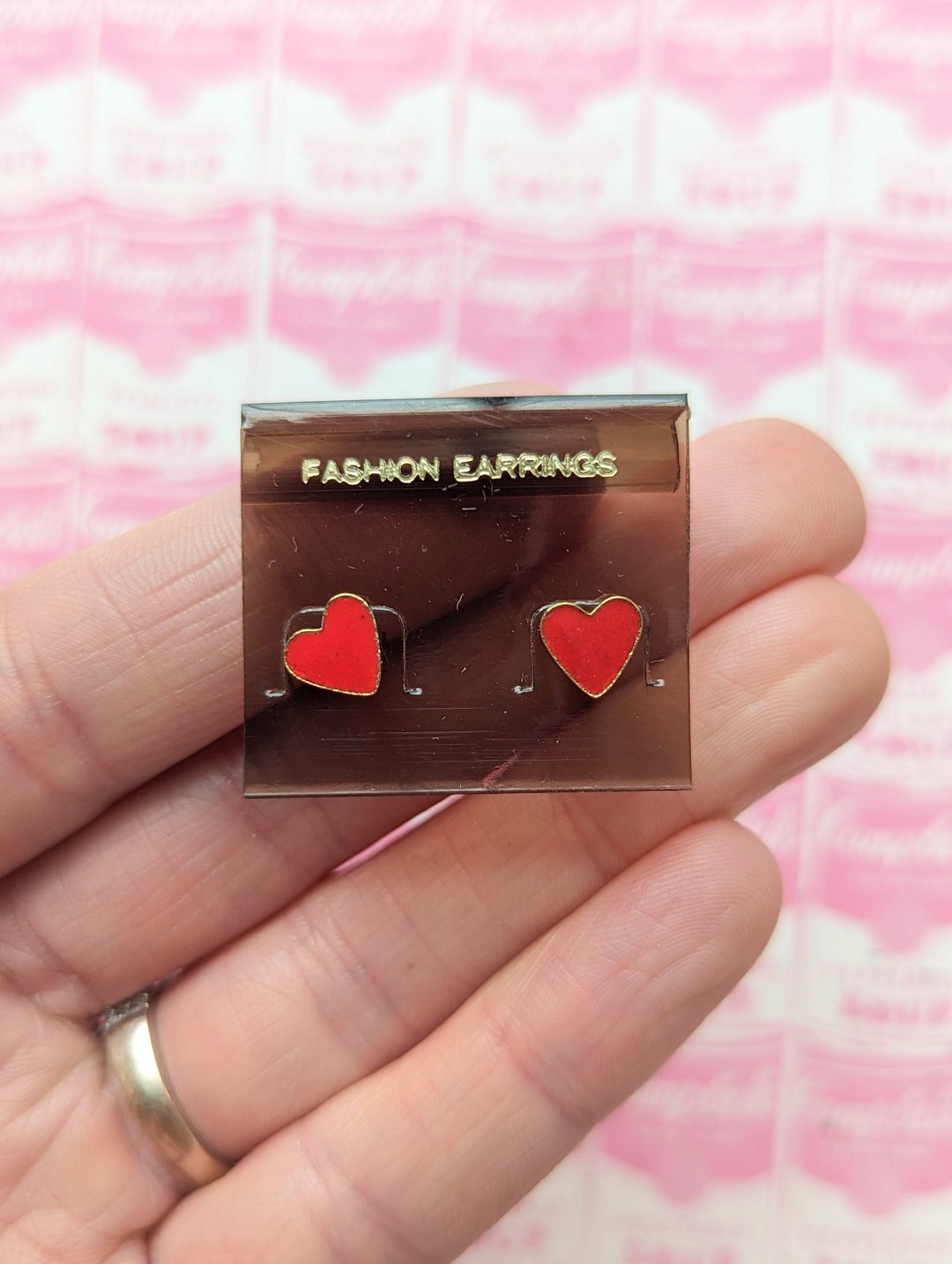 1980s Red Heart Stud Earrings: Vintage Kitsch Glam - Etsy