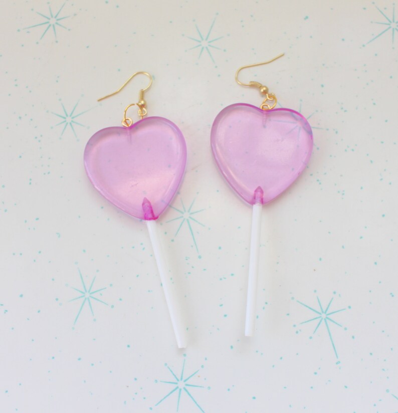 The HEART LOLLIPOP Earrings...candy. Retro. Charms Beads. - Etsy
