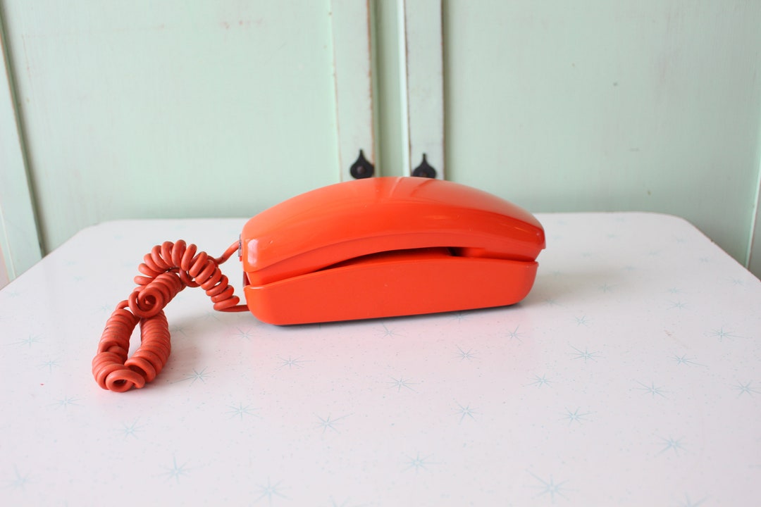 ORANGE 1980s RETRO Telephone....atomic. Tangerine. Rad. 1990s Phone ...
