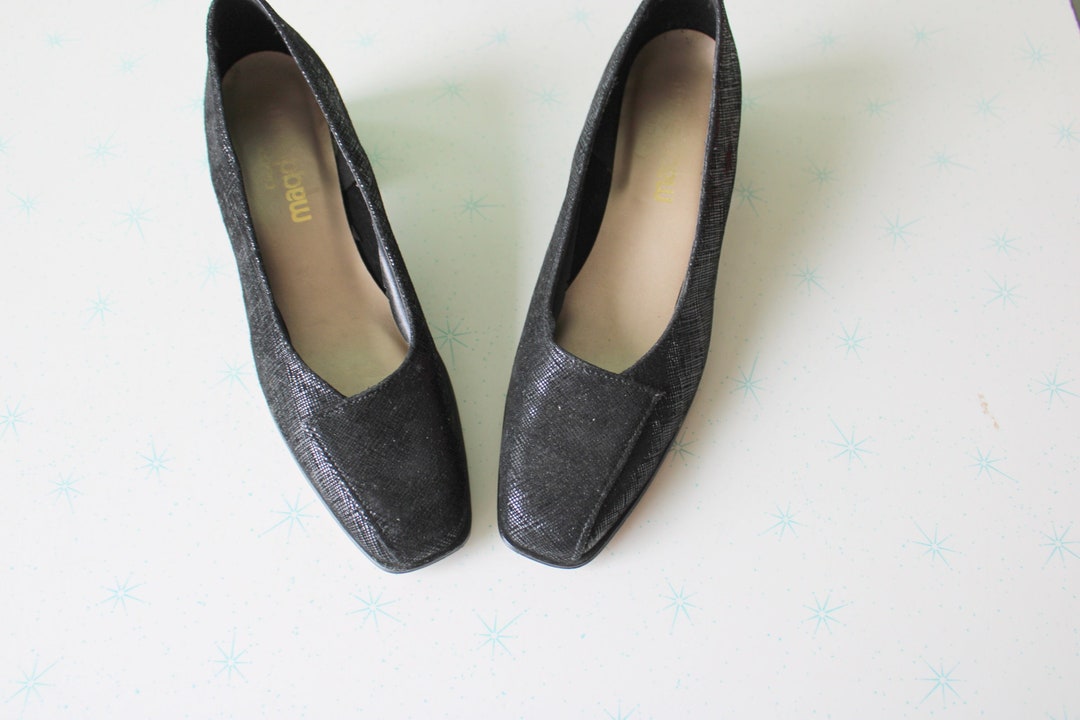 1960s Vintage Magdesians Black Leather Heels - Size 7 - Etsy