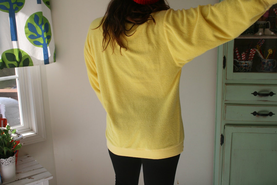 1980s YELLOW Oversized Geometric Sweater...one Size. Free | Etsy