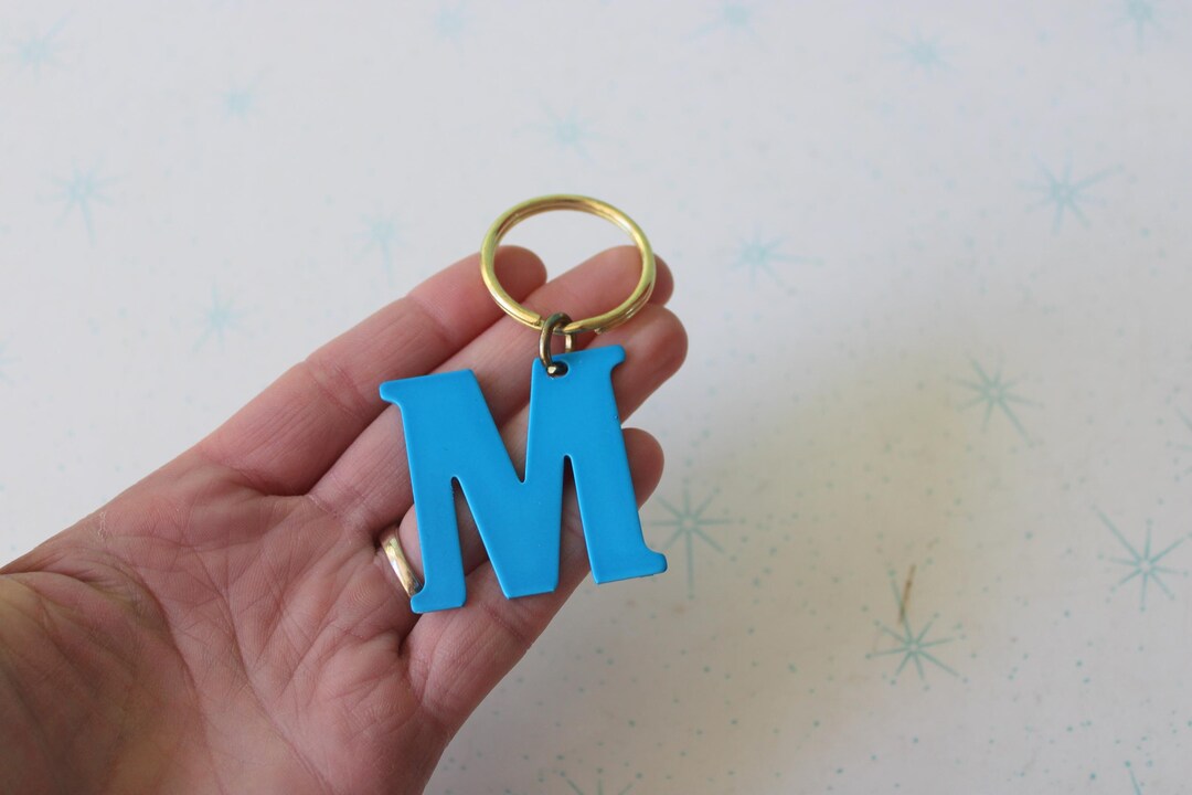 Vintage Letter M Keychain: Blue Neon Metal, 1980s NOS - Etsy