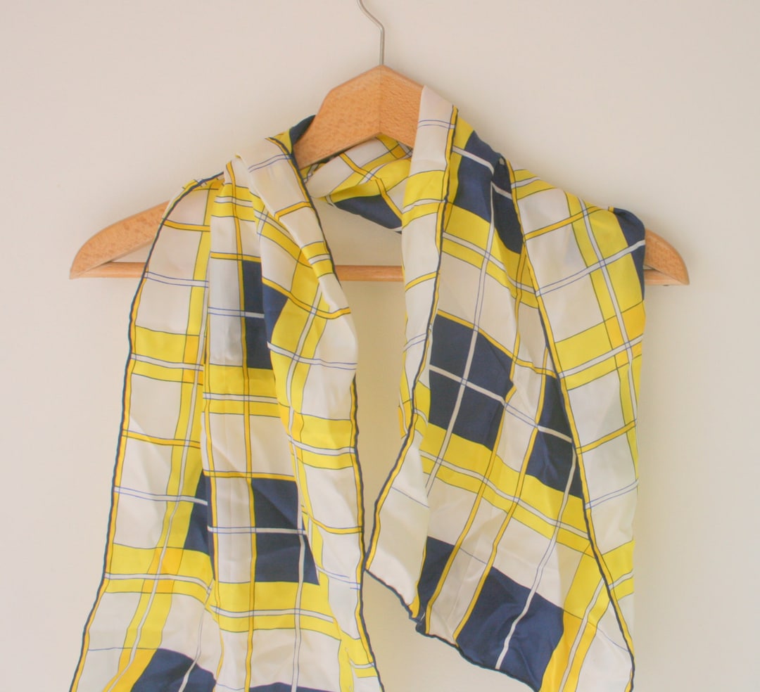 Vintage Yellow Blue Scarf....colorful. Striped. Hipster. Retro Scarf ...