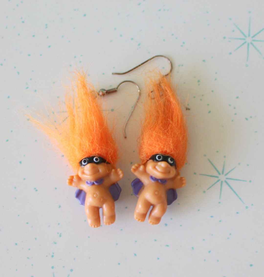 NOS Vintage TROLLS Earrings...bat Troll. Collectible. Troll. 1980s ...