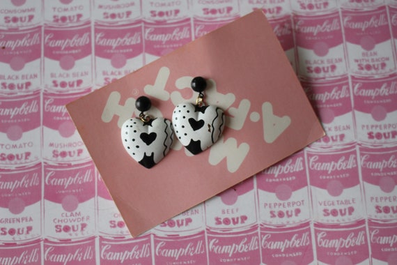 1980s HEART Stud Earrings...retro. kitsch. women. val… - Gem