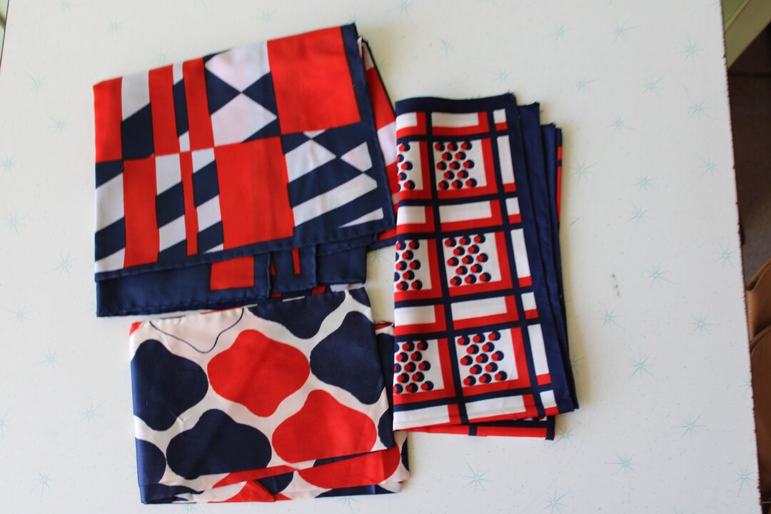 Vintage Red White Blue Scarf Set: Retro Rockabilly Bandanas - Etsy