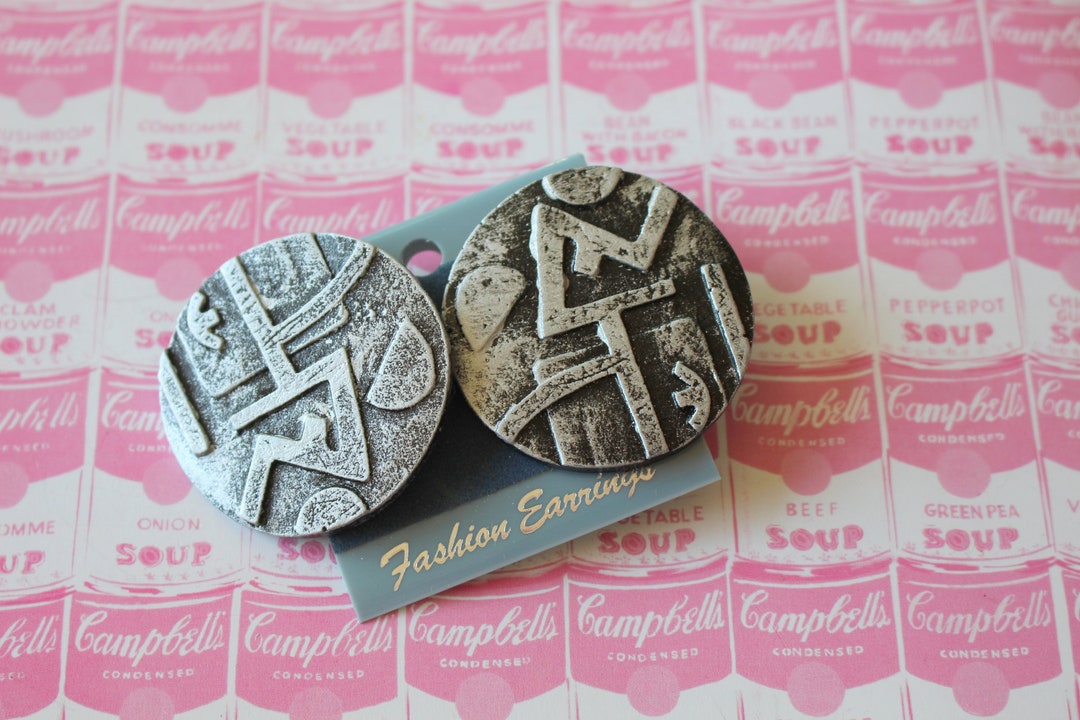 1980s Costume Funky Huge Earrings....gawdy. Big. Kitsch. Glam. Bronze ...