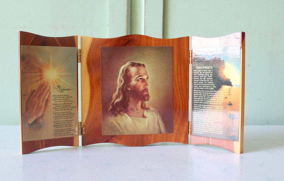 Vintage Jesus Praying Hands Wooden Foldable Art Decor - Etsy