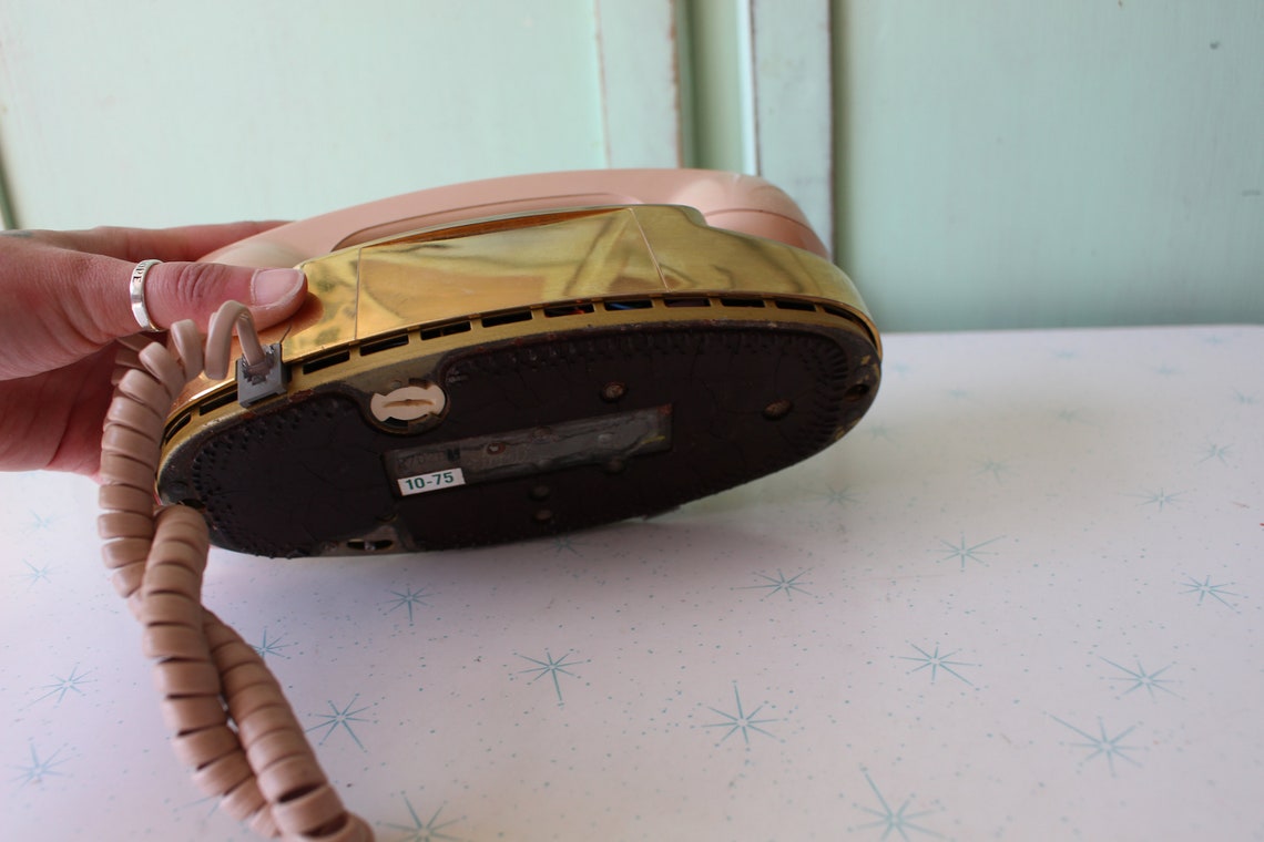 1960s 1970s Beige Pink Gold Rotary TELEPHONE..retro. diner. | Etsy