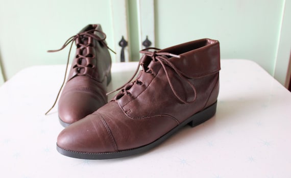 1980s Prima Royale Leather Ankle Boots - Women's Size… - Gem